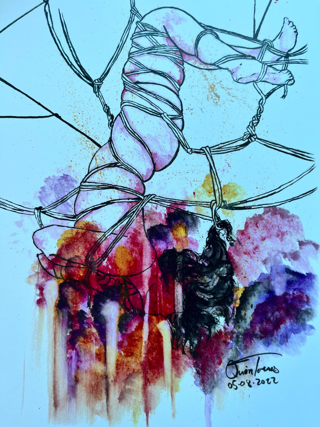 Shibari Sunset Watercolor Print - Etsy