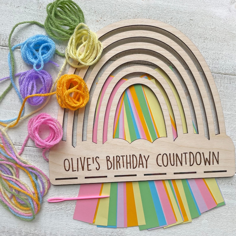 Birthday Countdown - Bright Rainbow Paper Chain Yarn Craft Kit for Kids ...