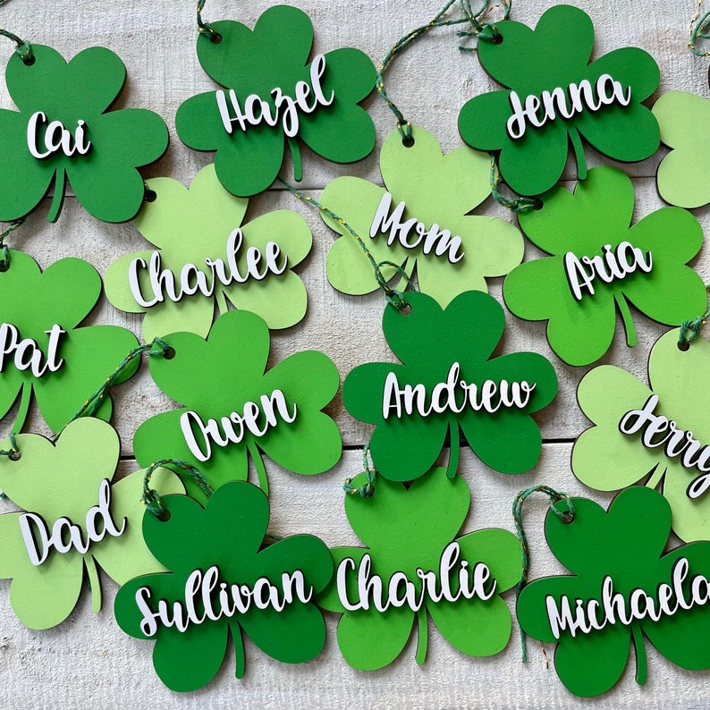 St. Patrick's Day Name Tags - Personalized - Hand Painted - Clover ...
