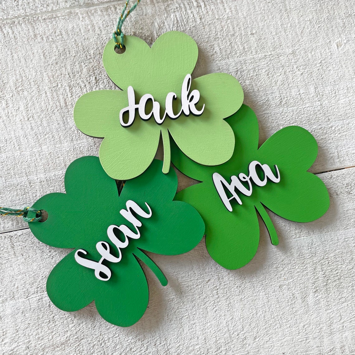 St. Patrick's Day Name Tags - Personalized - Hand Painted - Clover ...
