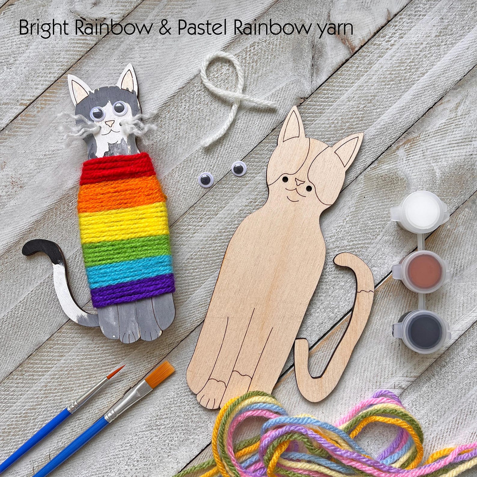 Cats Wearing Sweaters Craft Kit - Paint and Yarn Included - Pastel ...