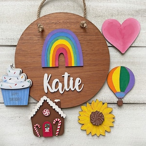 Personalized Name Sign With Swappable Icons - Kids Room Decor Craft Kit ...