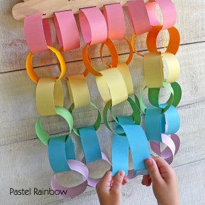 Countdown to Summer - Bright or Pastel Rainbow Paper Chain Yarn Craft ...