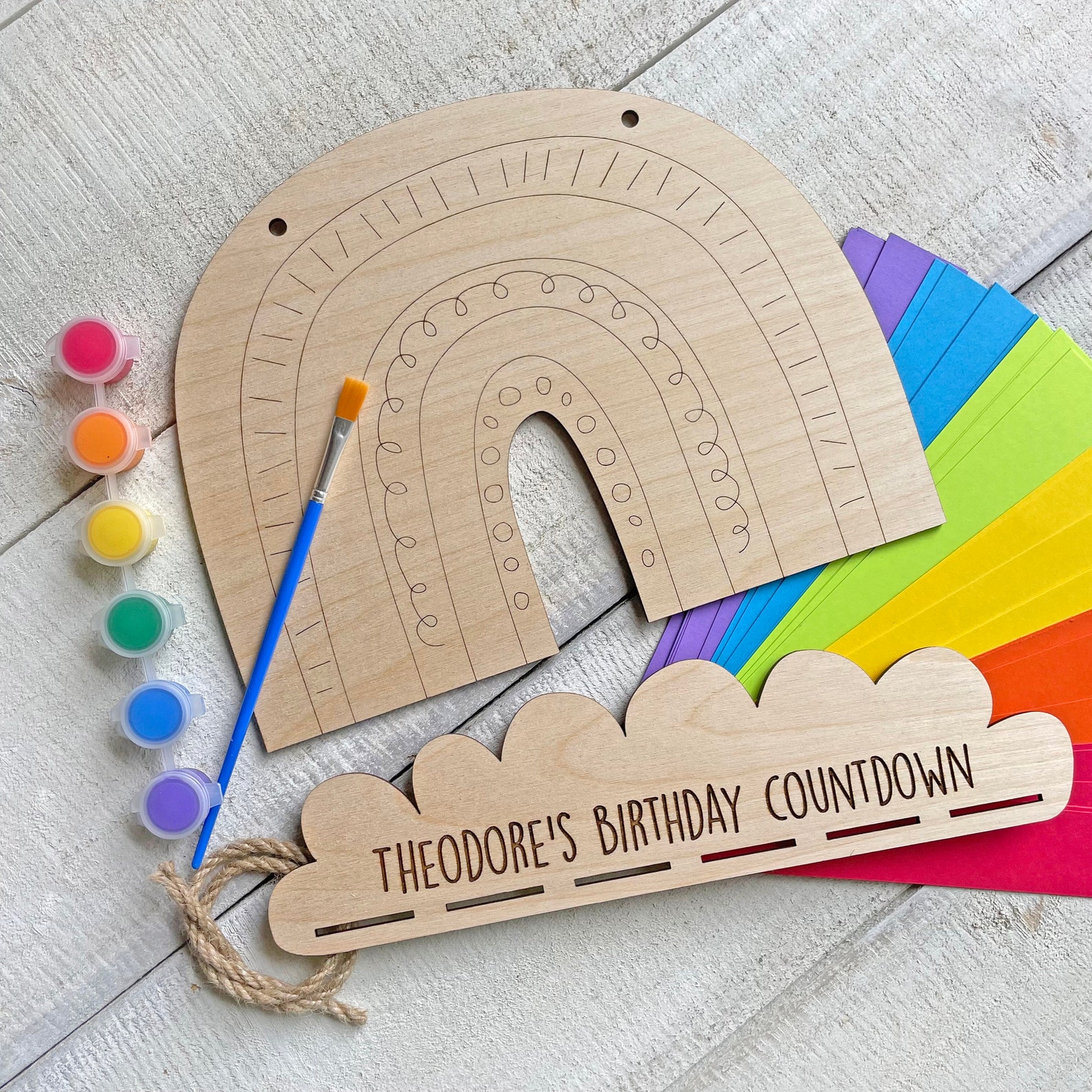 Birthday Countdown Personalized Bright Rainbow Paper Chain Paint Craft for Kids - Etsy Canada