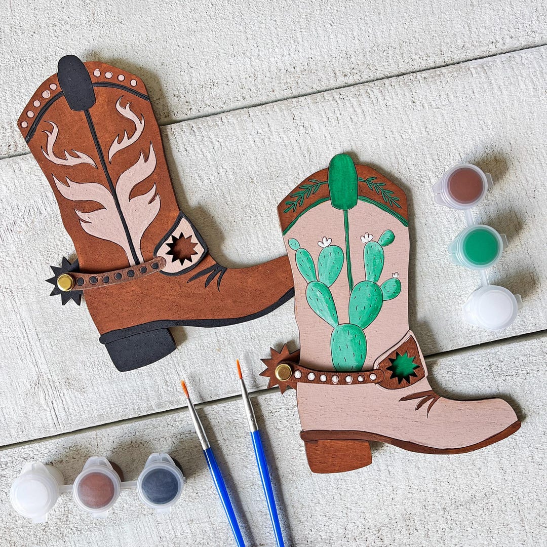 Cowboy Boot Craft Kit: Paint & Brush Included - Western Theme - Etsy
