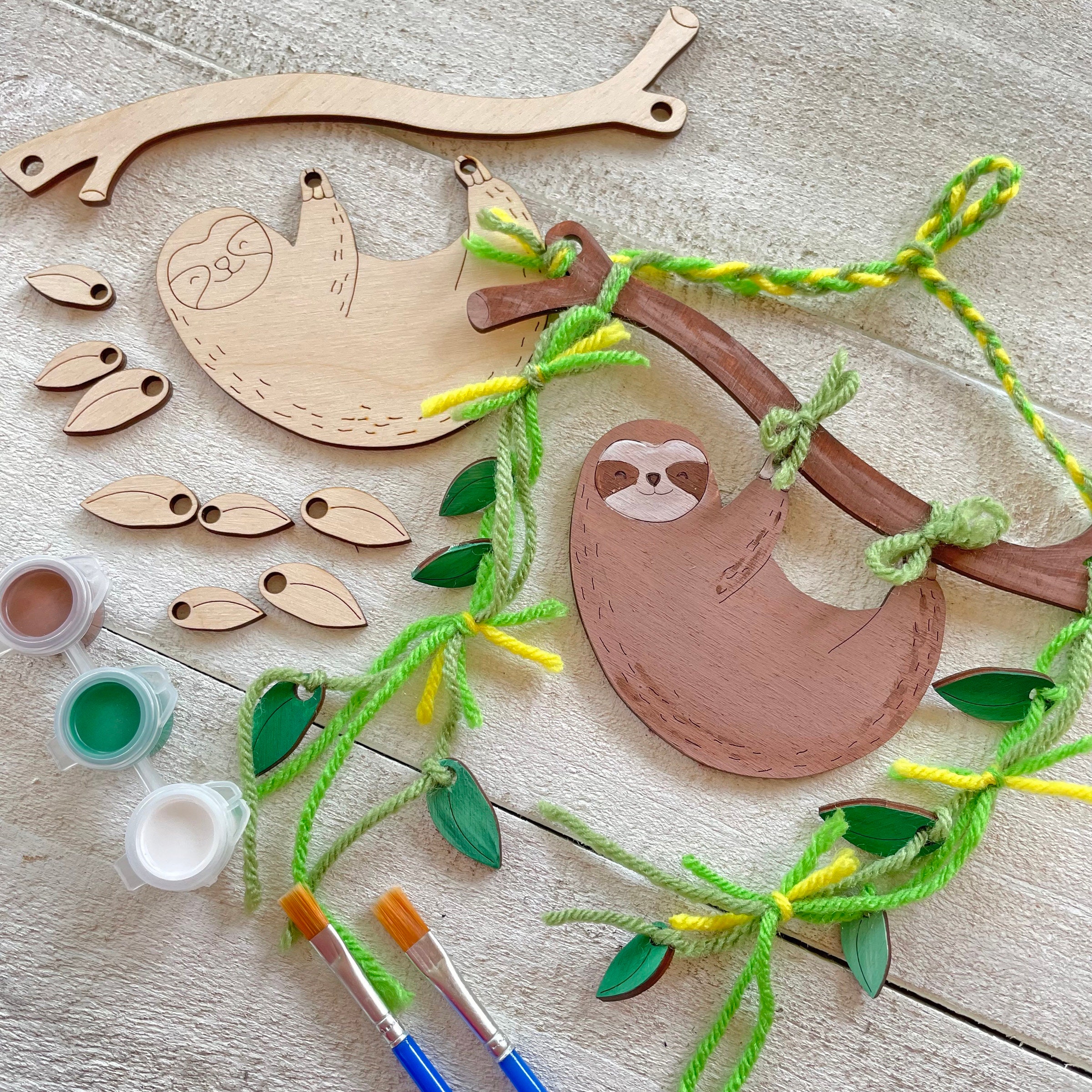 Hanging Sloth Craft Kit Paint and Yarn Included - Etsy