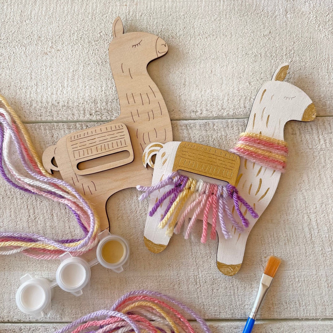 Rainbow Llama Kid Craft - Paint and Yarn Included - Pastel or Bright ...