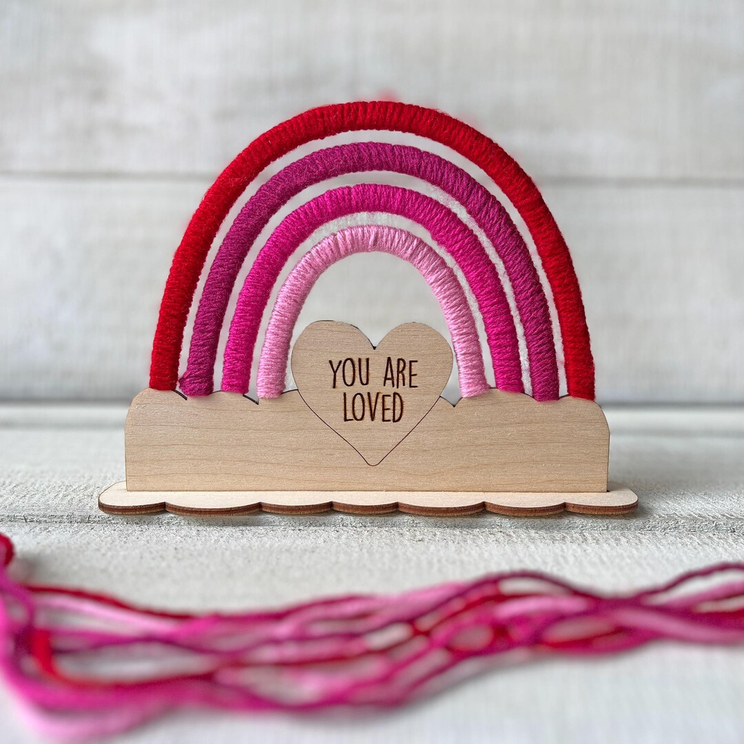 Valentine's Day Rainbow Craft Kit - Yarn & Tools Included! - Etsy