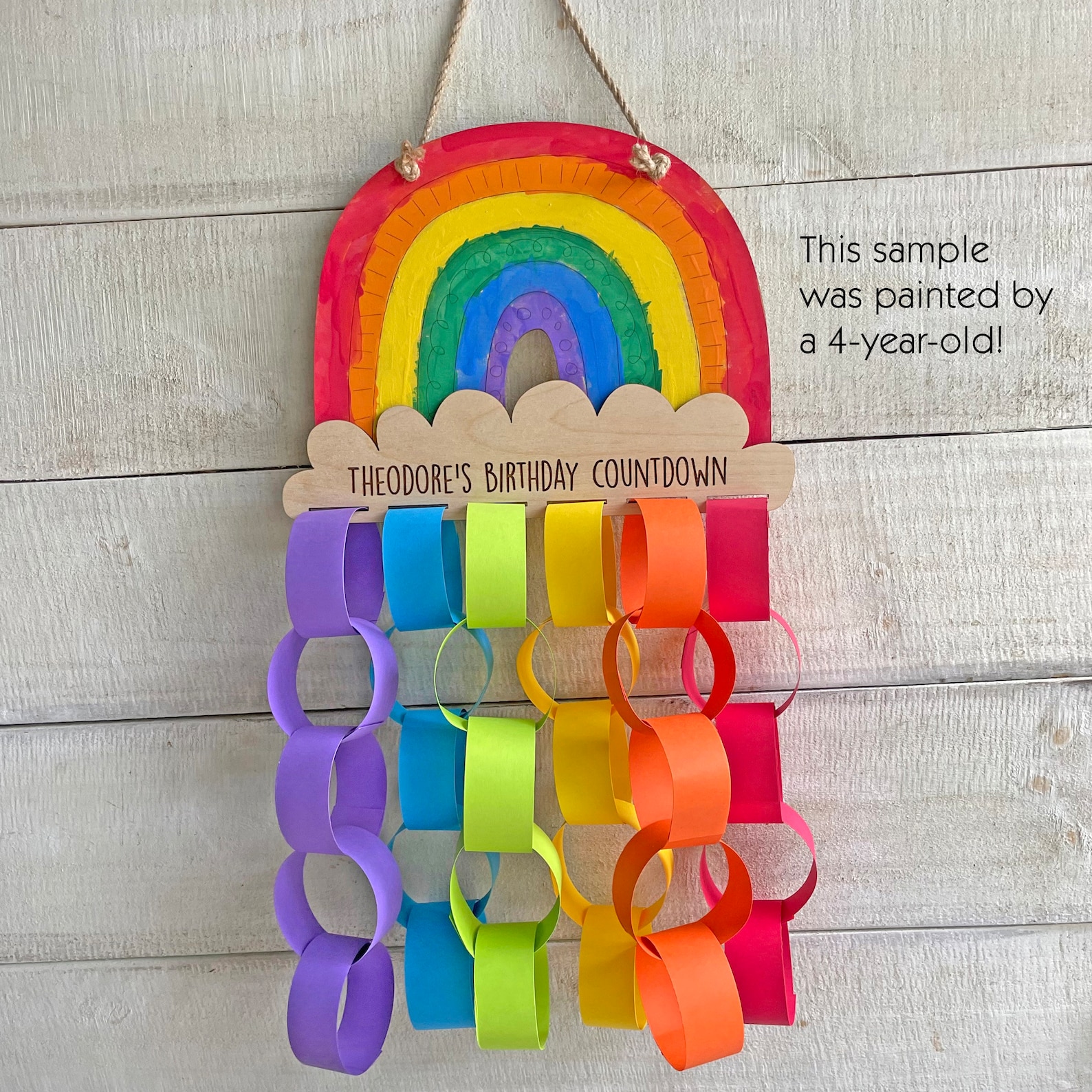 Birthday Countdown - Personalized Bright Rainbow Paper Chain Paint Craft for Kids - Etsy