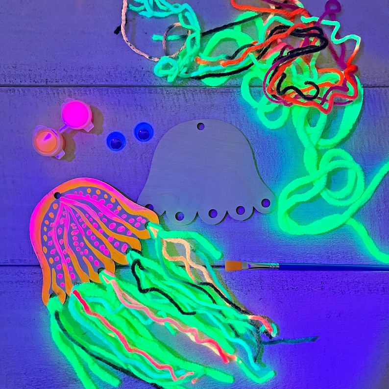 Black Light Jellyfish Craft Kit: Glowing Paint Art Project - Etsy