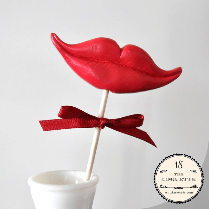 Smile Prop on a Stick the Coquette Choose RED or PINK | Etsy