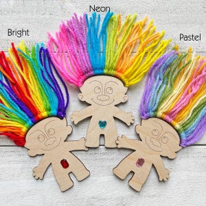 Rainbow Trolls Kid Craft - Yarn & Instructions Included - Pastel, Neon ...