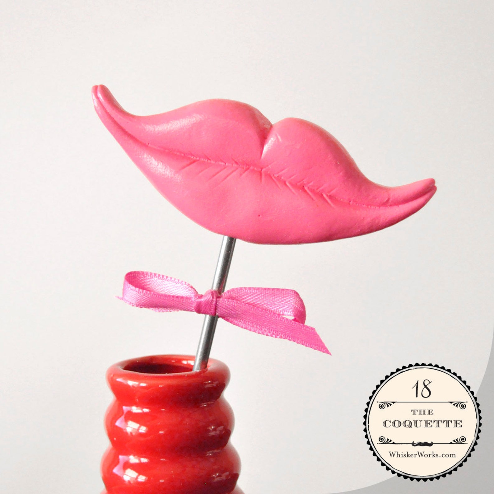 Smile Prop on a Stick the Coquette Choose RED or PINK - Etsy