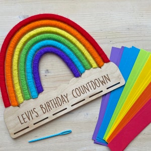 Birthday Countdown - Bright Rainbow Paper Chain Yarn Craft Kit for Kids ...