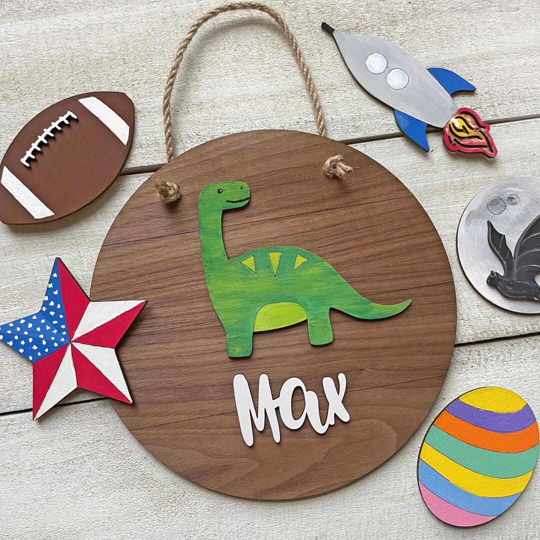 Personalized Name Sign With Swappable Icons - Kids Room Decor Craft Kit ...