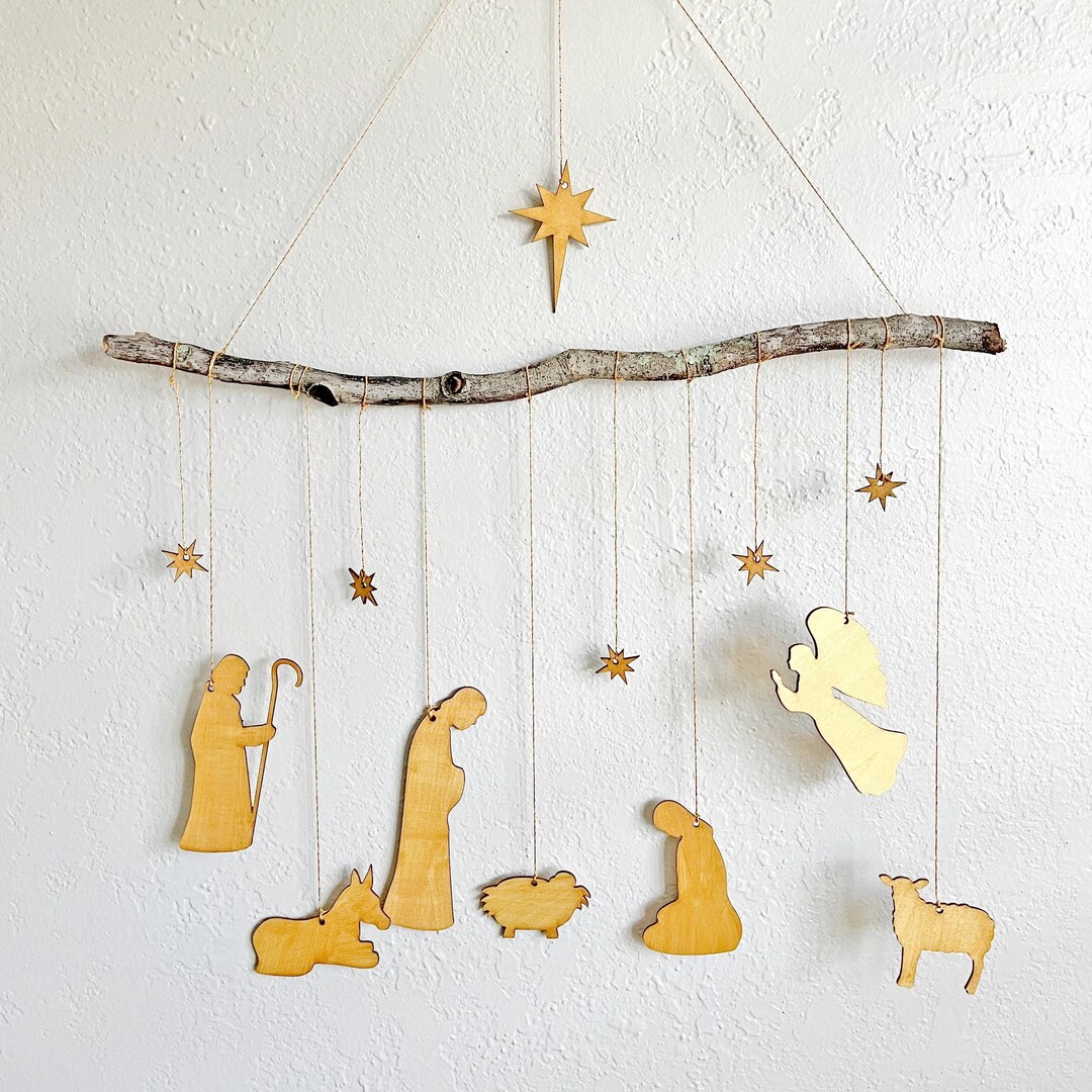 Nativity Hanging Mobile Craft Kit: Gold Paint & Cord Included - DIY ...