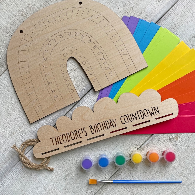 Birthday Countdown - Personalized Bright Rainbow Paper Chain Paint Craft for Kids - Etsy