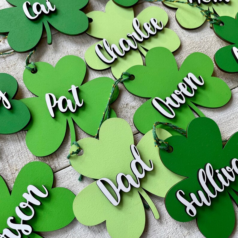 St. Patrick's Day Name Tags - Personalized - Hand Painted - Clover ...