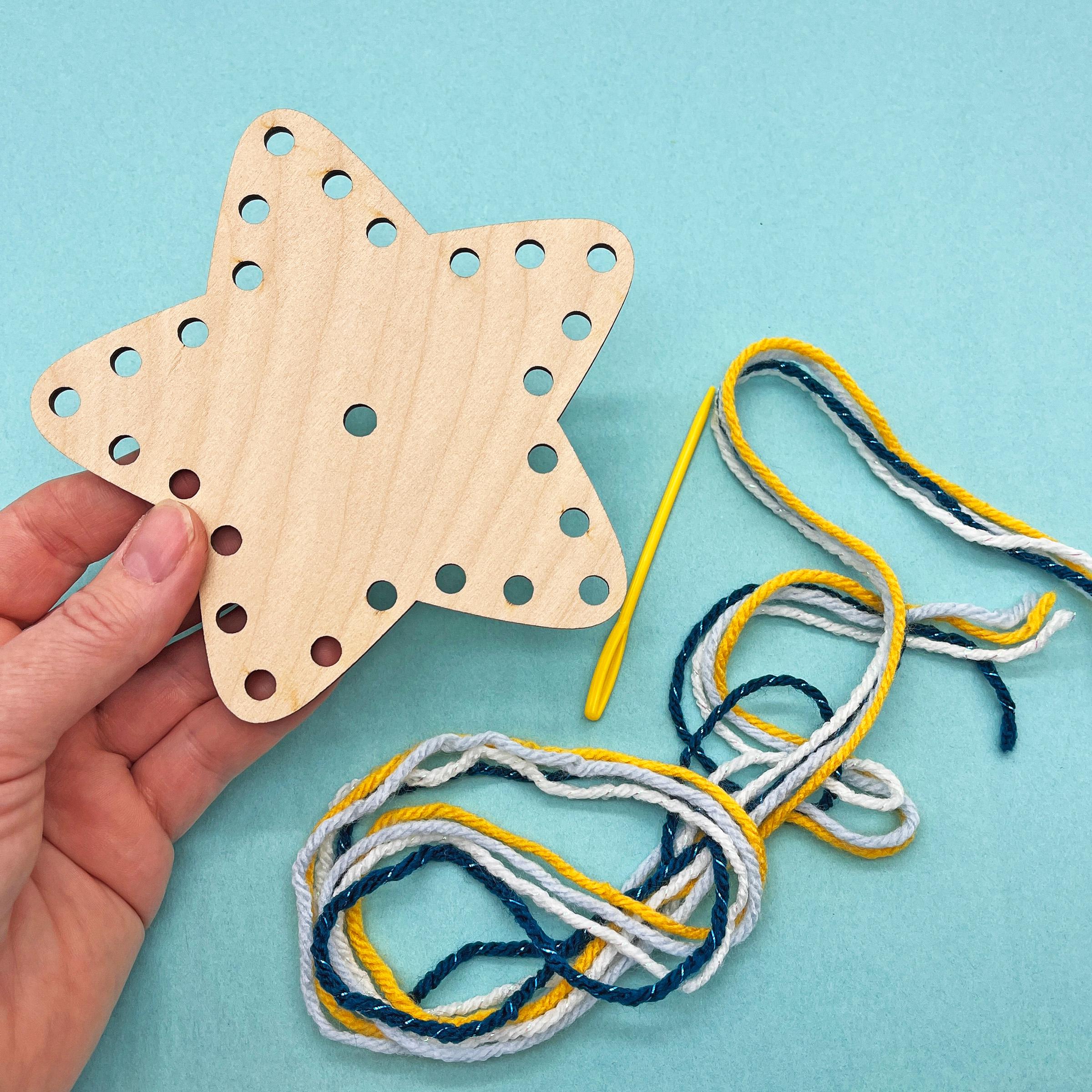 Yarn Star Craft Kit: Celestial Wood Lacing Project - Preschools, VPK ...