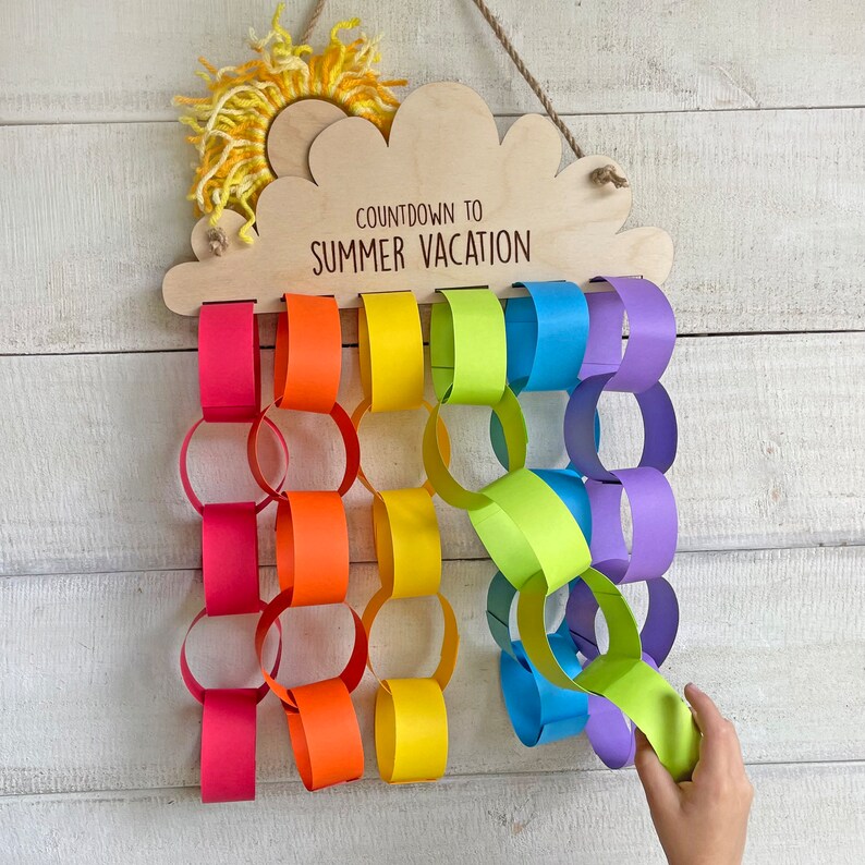 Countdown to Summer - Bright or Pastel Rainbow Paper Chain Yarn Craft ...