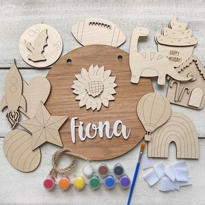 Personalized Name Sign With Swappable Icons - Kids Room Decor Craft Kit ...