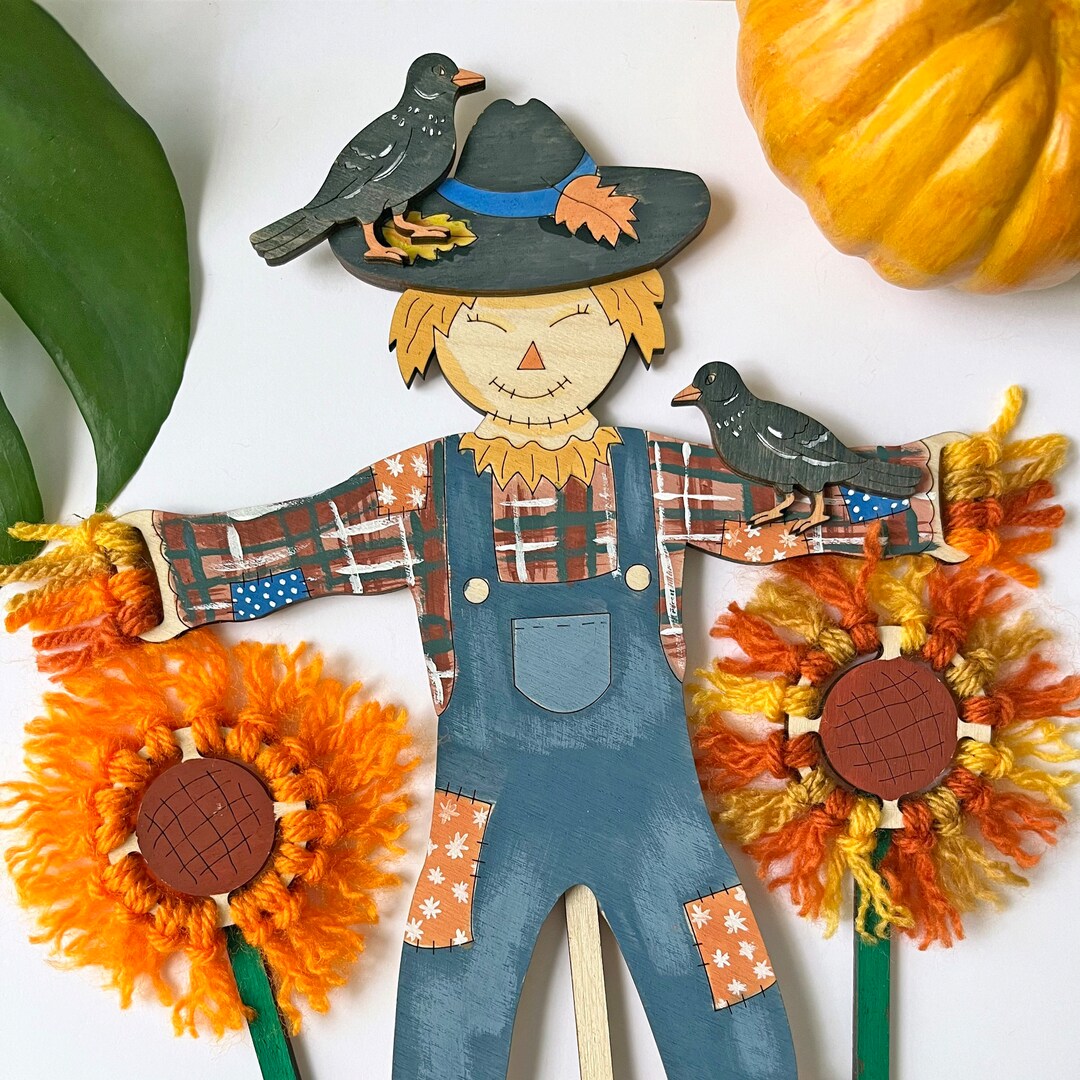 Scarecrow & Sunflowers Fall Craft - Paint and Brushes Included - Etsy