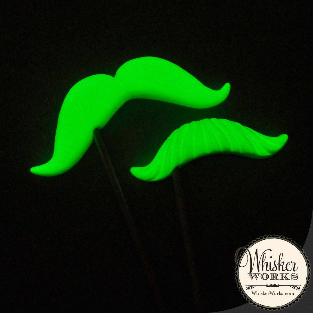 Glow in the Dark Halloween Props - Glowing Mustaches on Sticks - Set of ...