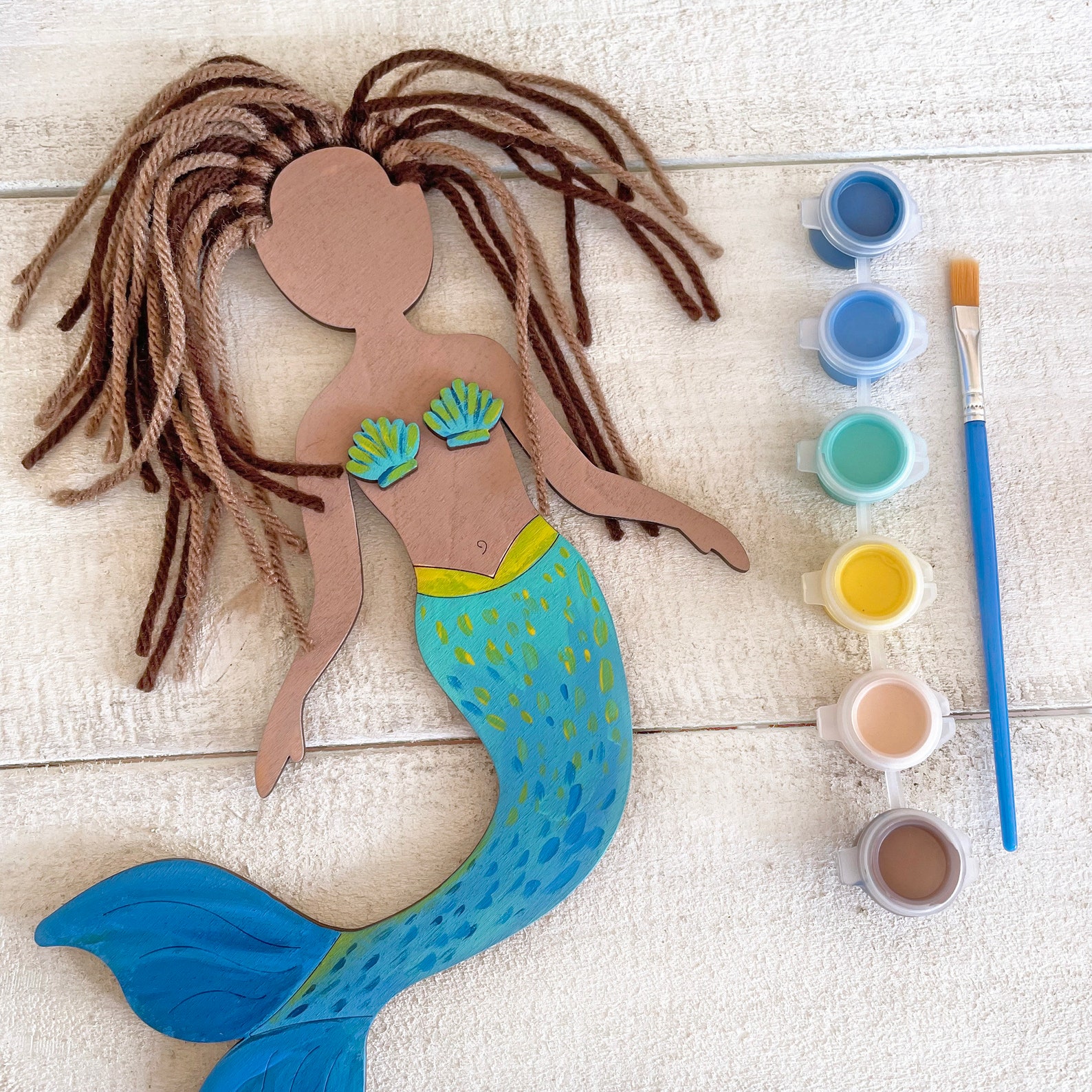 Mermaid Self-portrait Craft Kit Paint and Yarn Included - Etsy
