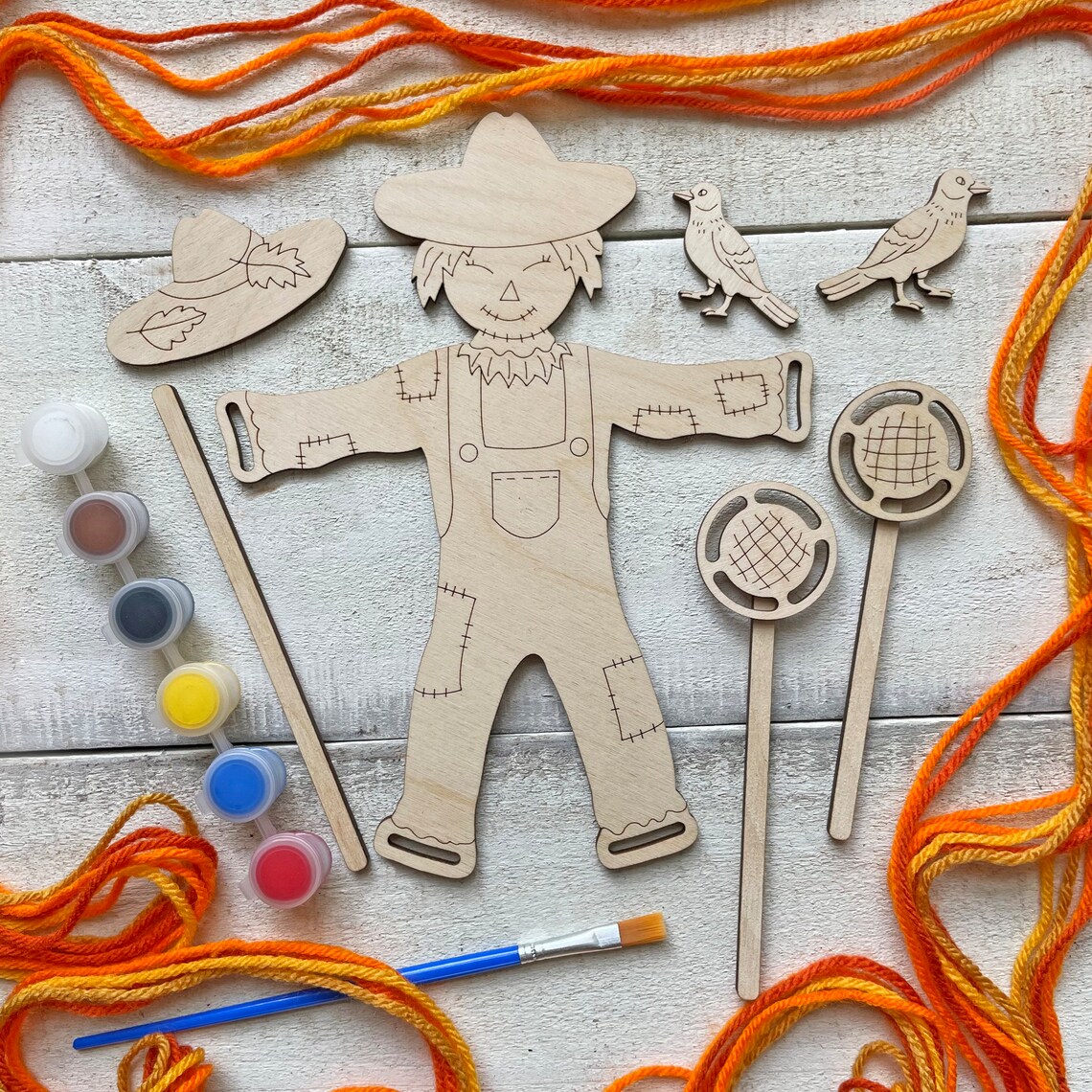 Scarecrow & Sunflowers Fall Craft - Paint and Brushes Included - Etsy
