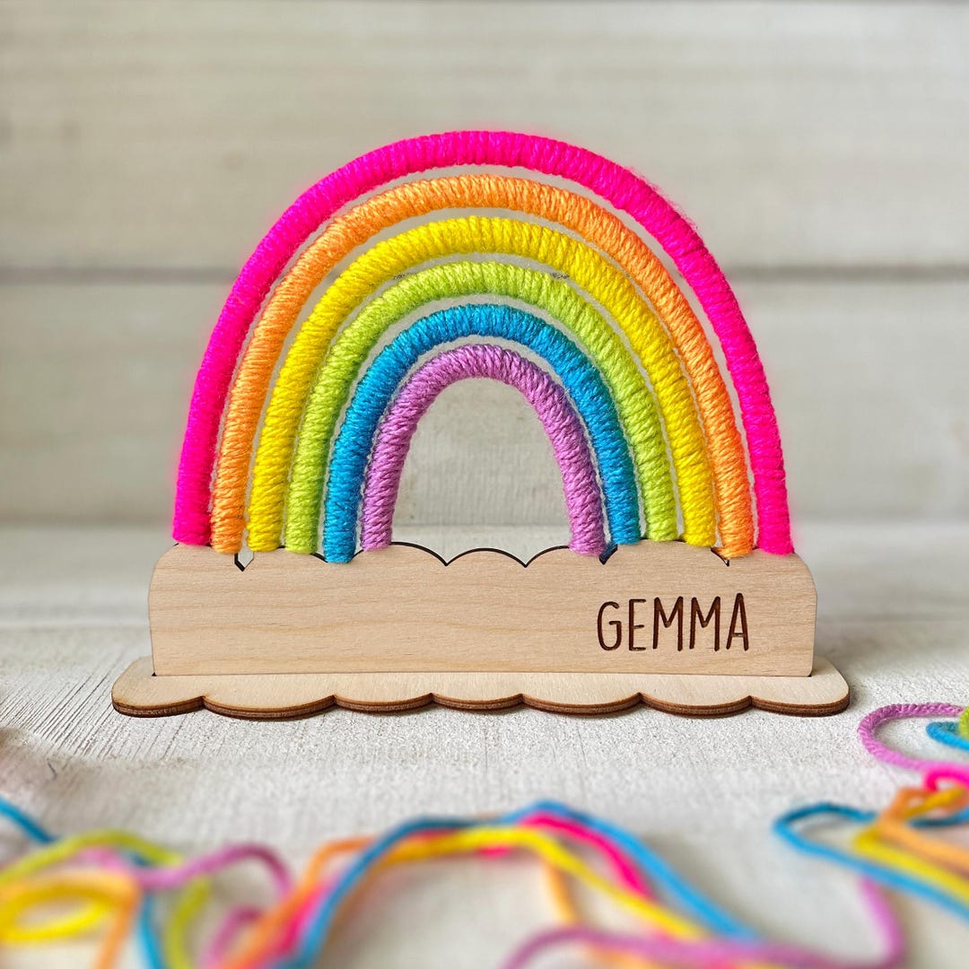 Rainbow Craft Kit: Yarn & Tools Included - DIY Wood Craft With Many ...