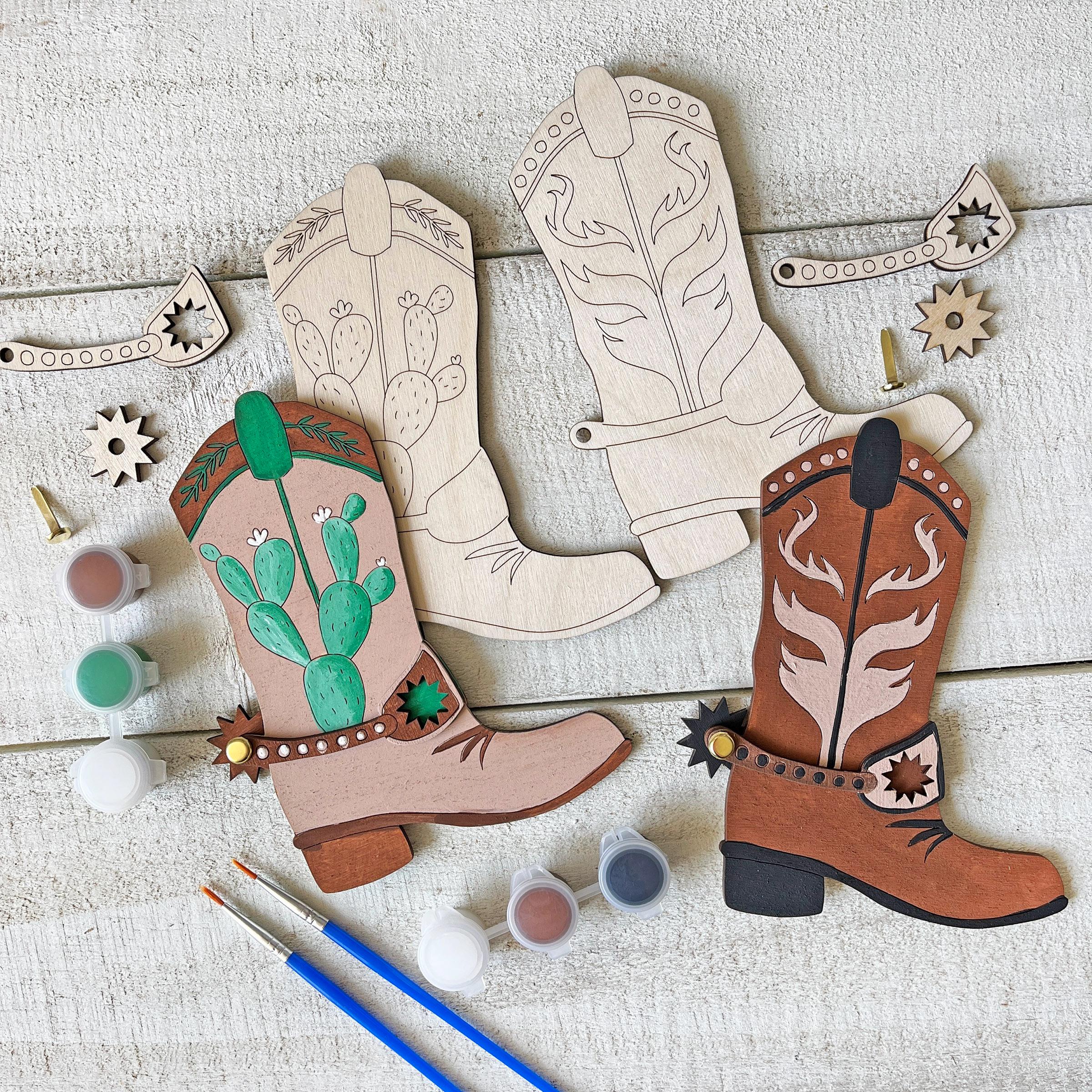 Cowboy Boot Craft Kit: Paint & Brush Included - Western Theme - Etsy