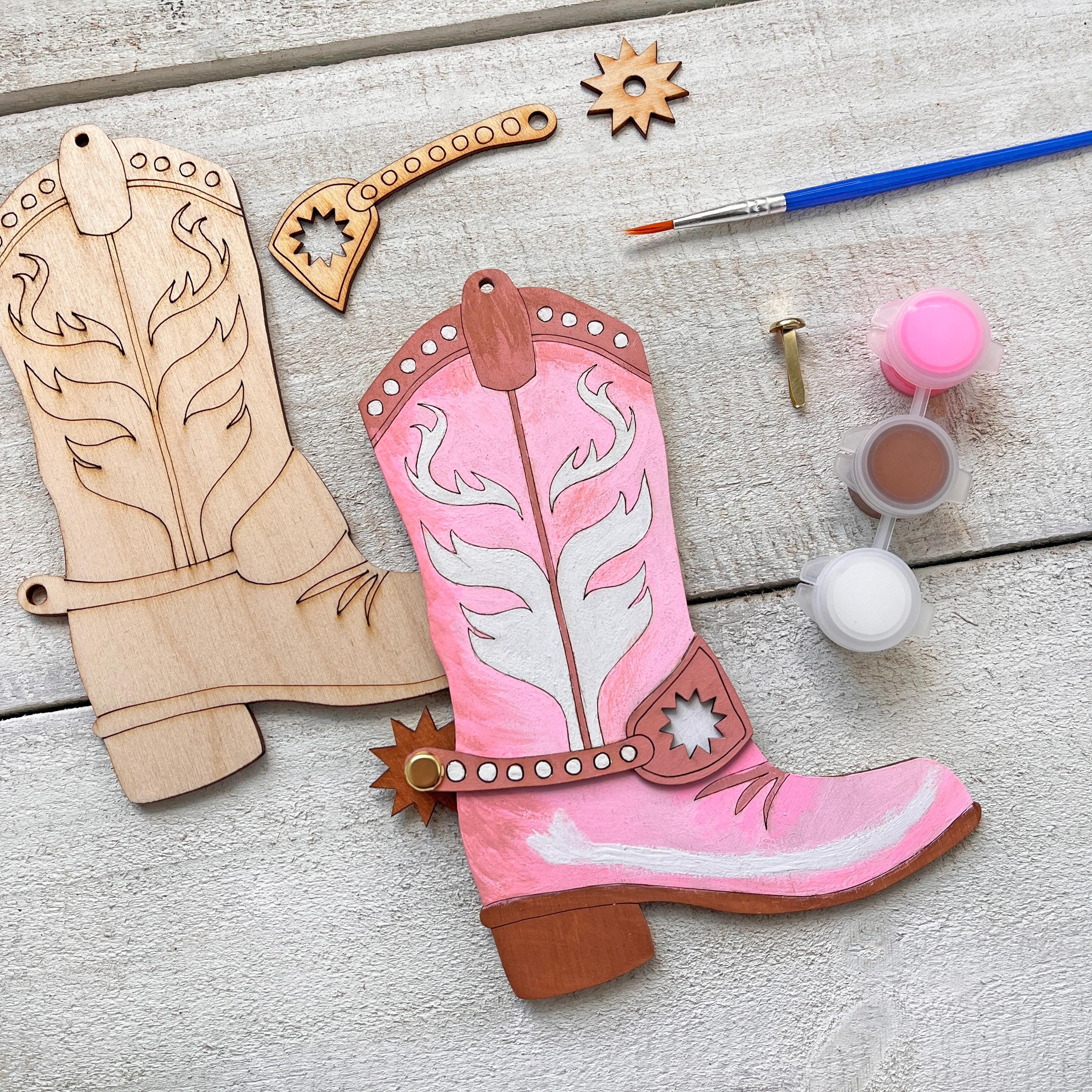 Cowboy Boot Craft Kit: Paint & Brush Included - Western Theme - Etsy