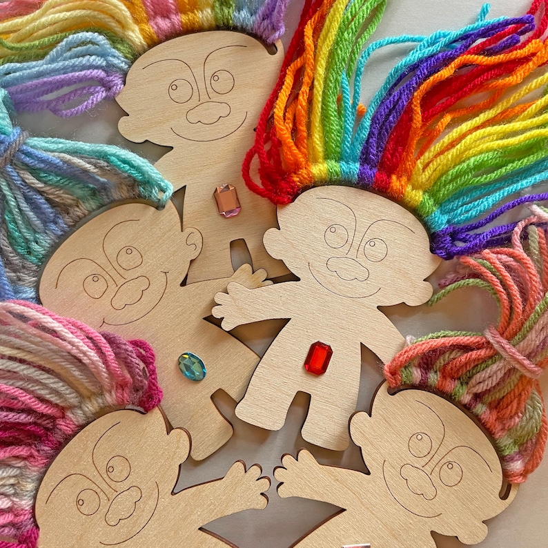 Rainbow Trolls Kid Craft - Yarn & Instructions Included - Pastel, Neon ...