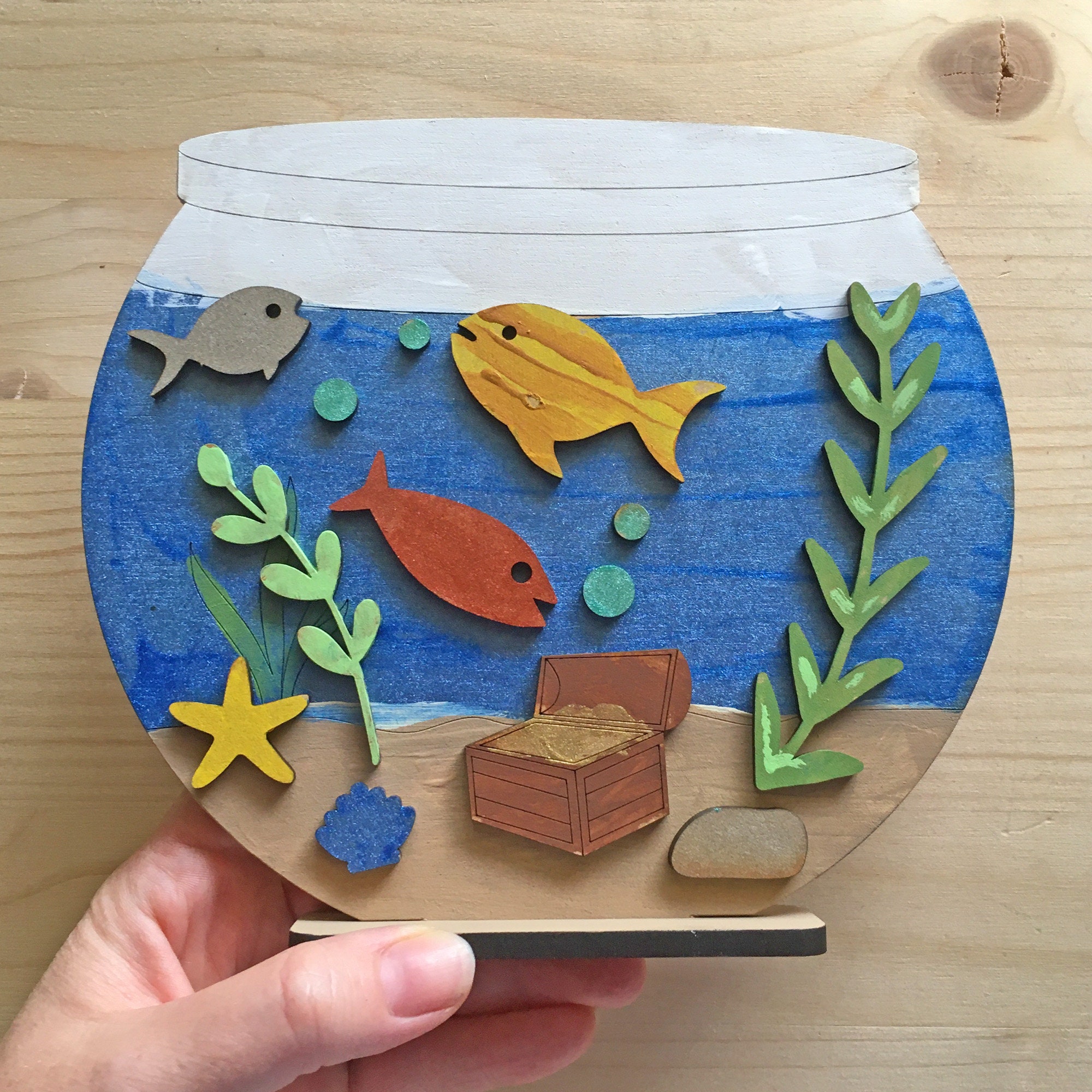 Fish Bowl Kid Craft Lasercut Wood Aquarium Ready to Be - Etsy