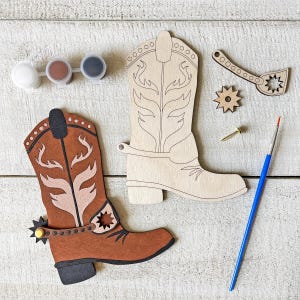 Cowboy Boot Craft Kit: Paint & Brush Included - Western Theme - Etsy