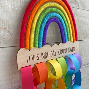 Birthday Countdown - Bright Rainbow Paper Chain Yarn Craft Kit for Kids ...