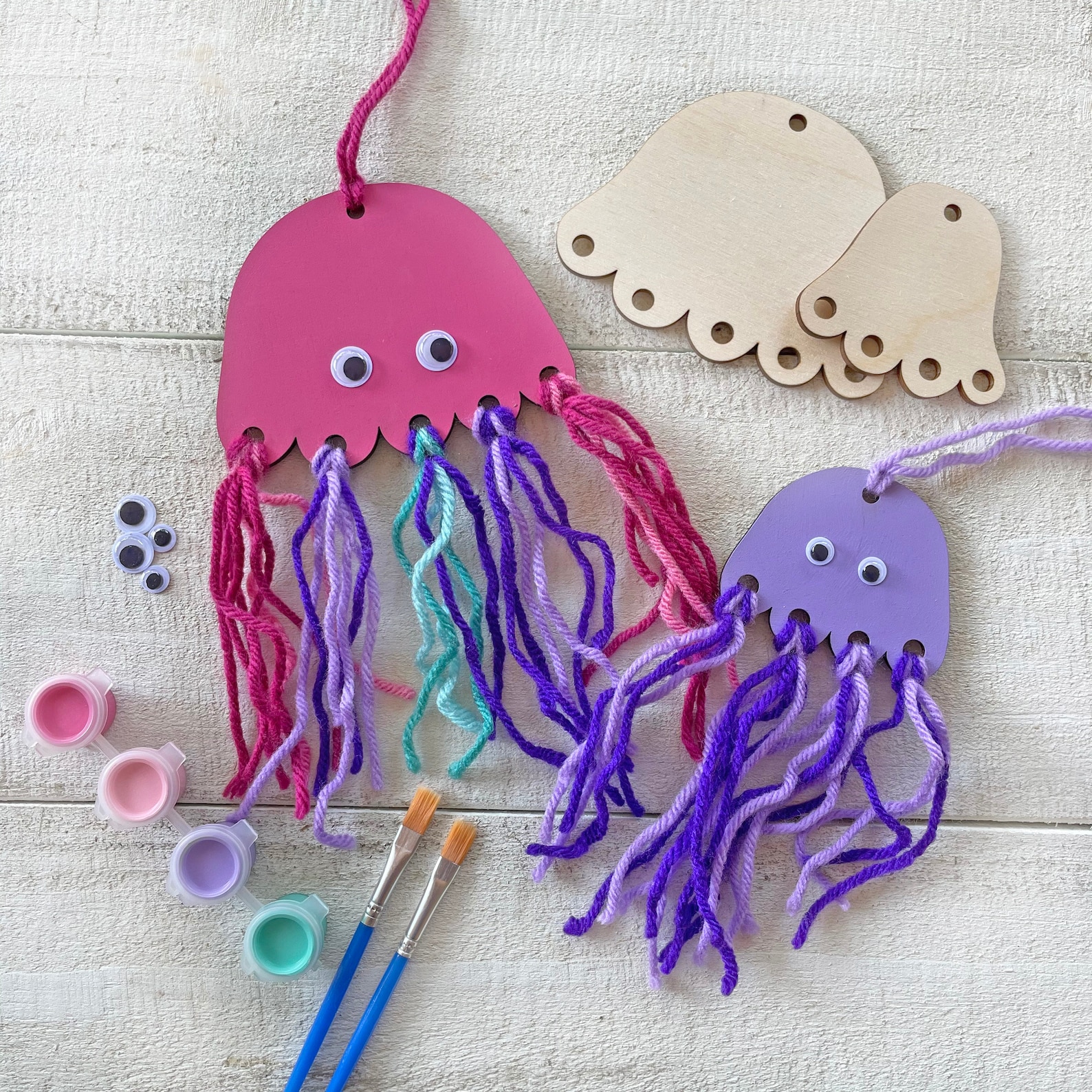 Jellyfish Kid Craft Paint and Yarn Included Mermaid Party - Etsy
