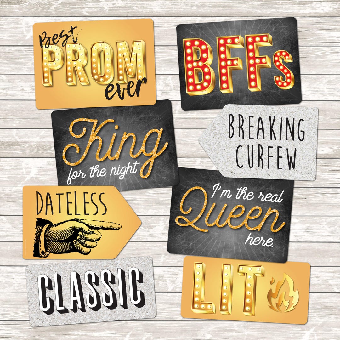 Prom Photo Booth Signs - Plastic Party Props - Set of 4 - Etsy