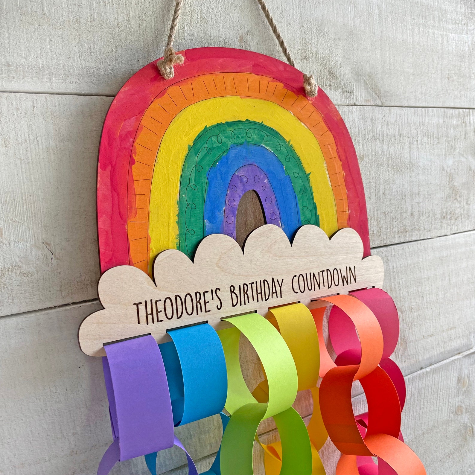 Birthday Countdown - Personalized Bright Rainbow Paper Chain Paint Craft for Kids - Etsy