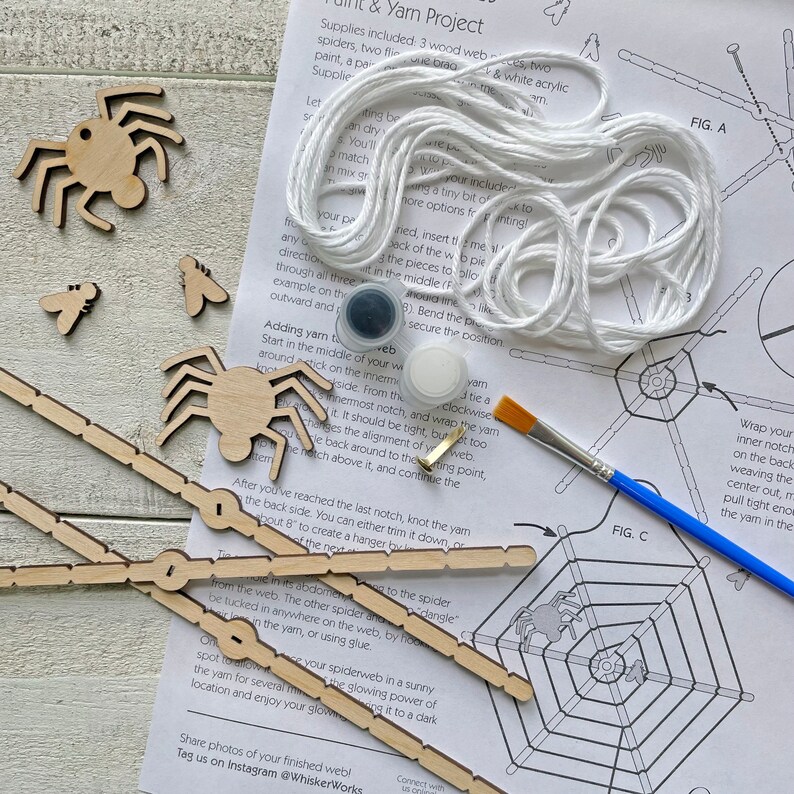 Glow-in-the-dark Spiderweb Craft Kit - Paint and Yarn Included - Etsy