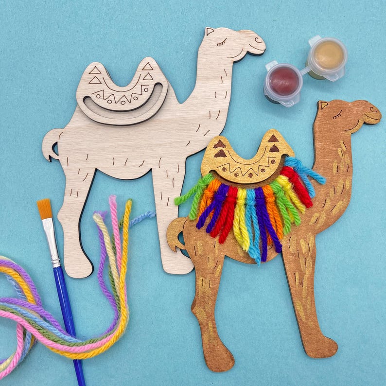 Rainbow Camel Craft Kit: Paint & Yarn - Ideal for Party Favors - Etsy