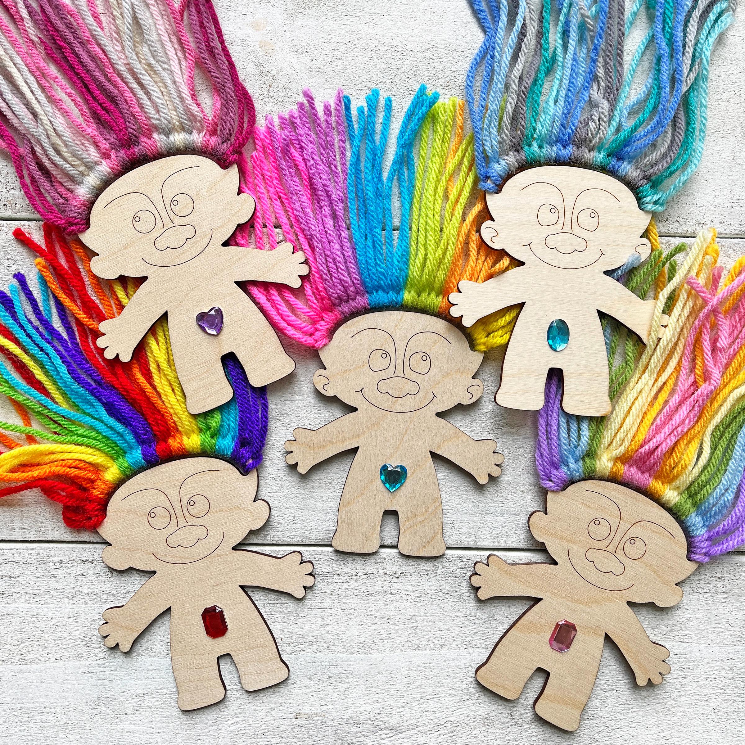 Rainbow Trolls Kid Craft - Yarn & Instructions Included - Pastel, Neon ...