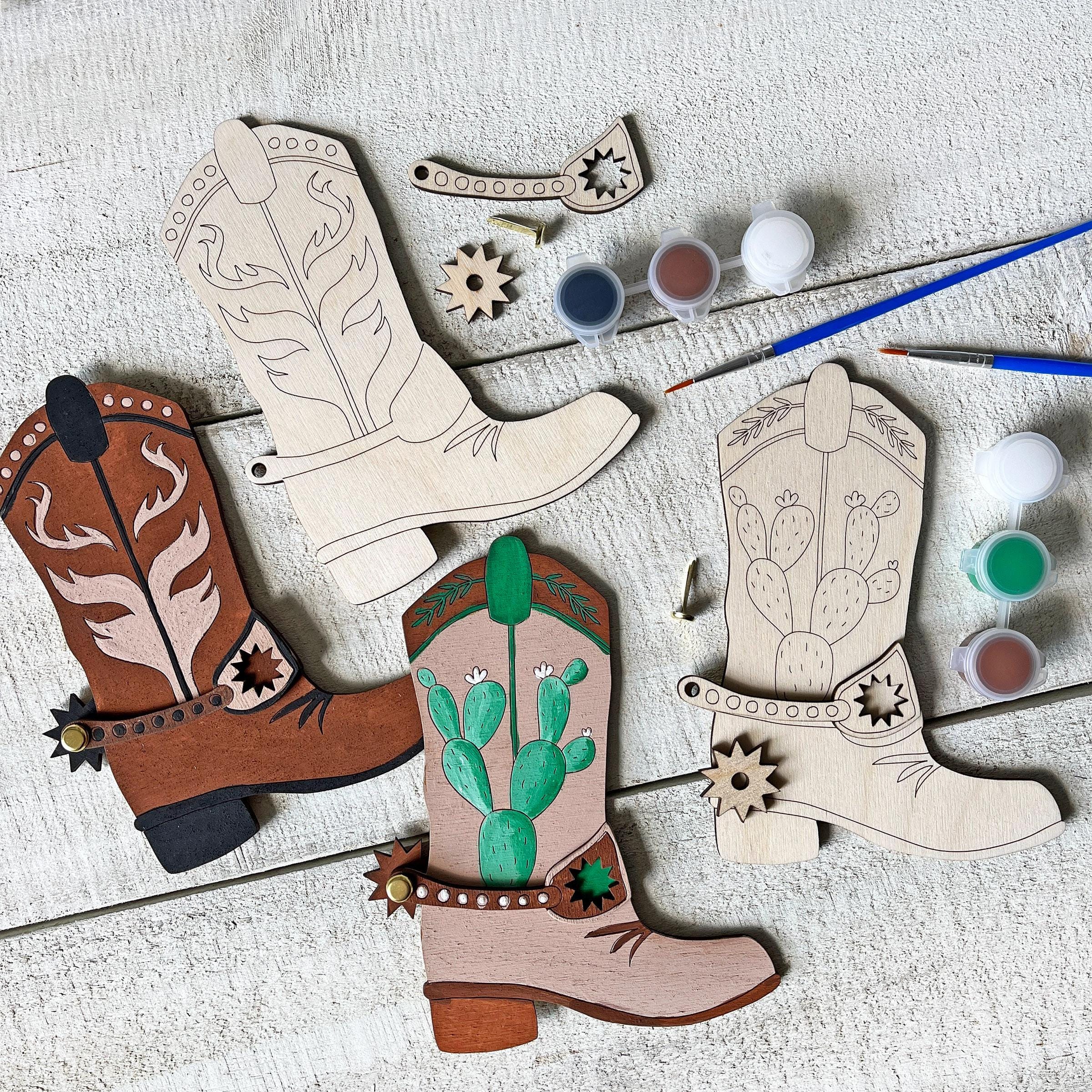 Cowboy Boot Craft Kit: Paint & Brush Included - Western Theme - Etsy