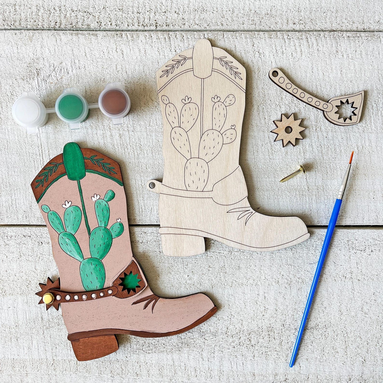 Cowboy Boot Craft Kit: Paint & Brush Included - Western Theme - Etsy