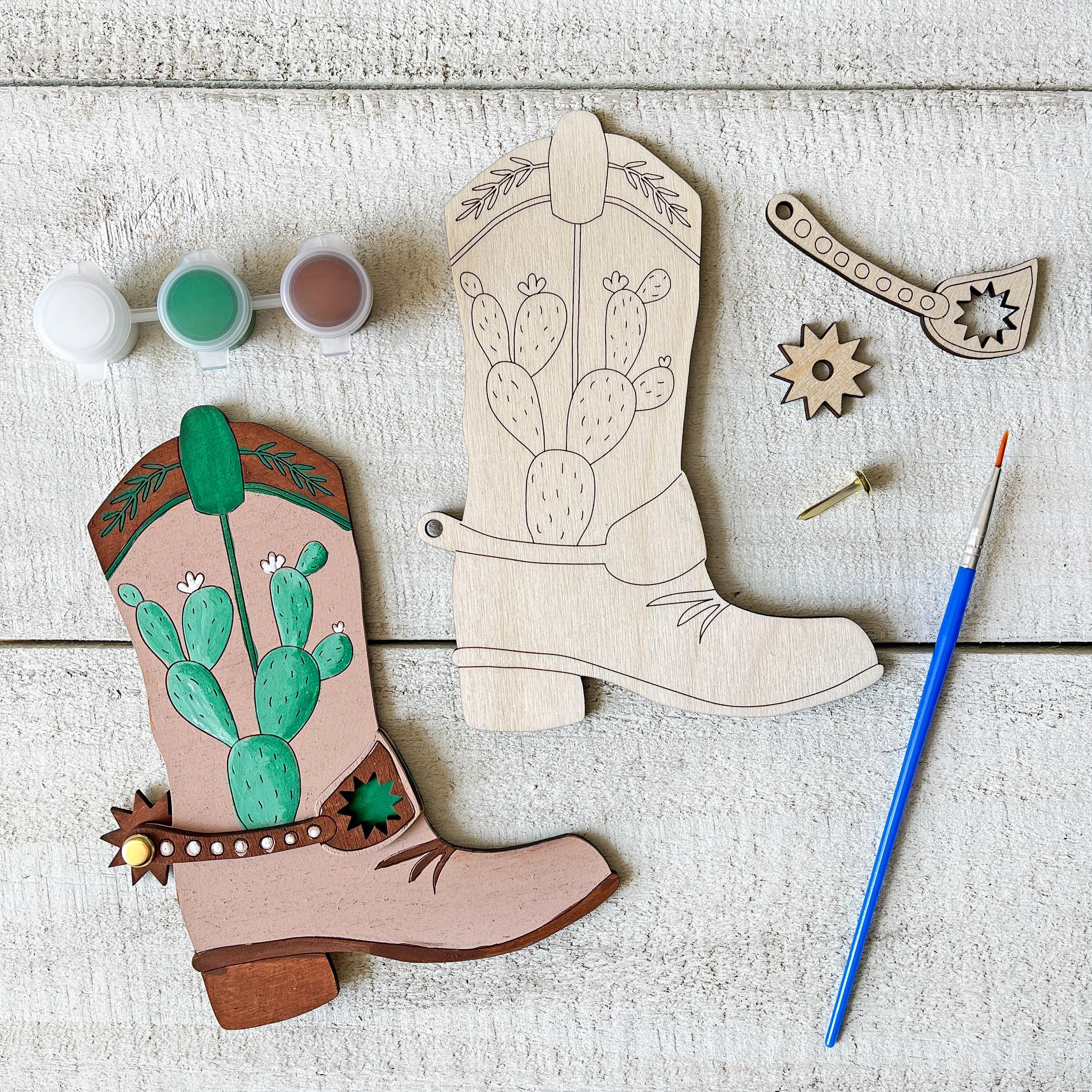Cowboy Boot Craft Kit: Paint & Brush Included - Western Theme - Etsy
