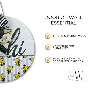 Bee Door Hanger – Honey Bee Welcome Sign – Spring Front Door Decor ...
