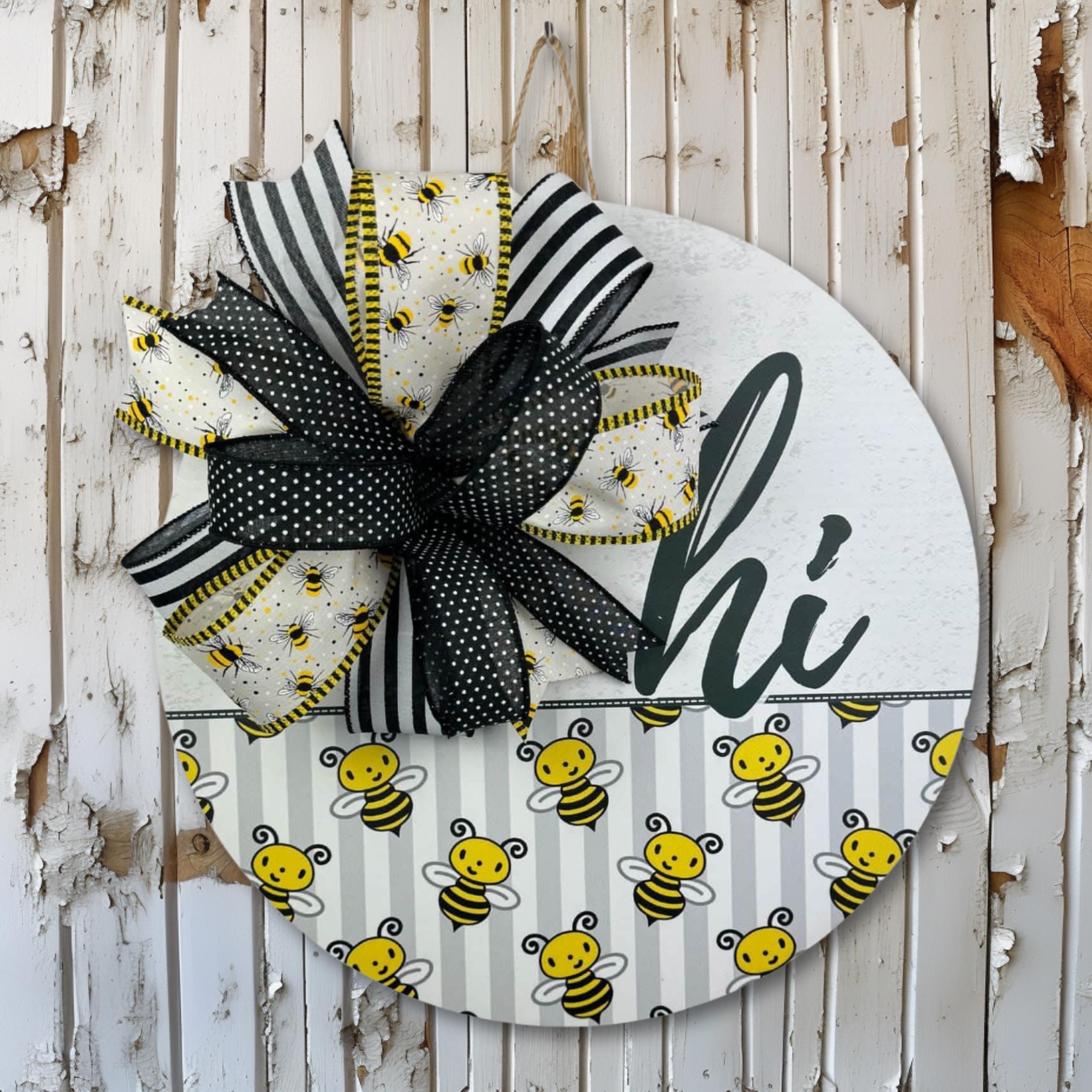 Bee Door Hanger – Honey Bee Welcome Sign – Spring Front Door Decor ...