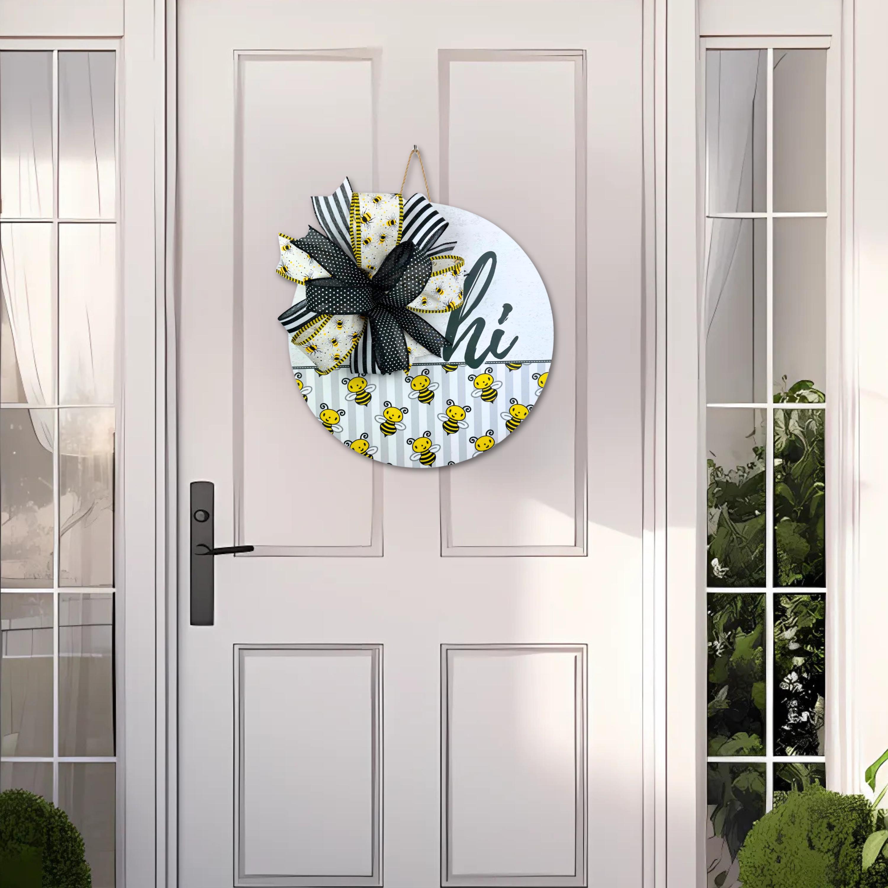 Bee Door Hanger – Honey Bee Welcome Sign – Spring Front Door Decor ...
