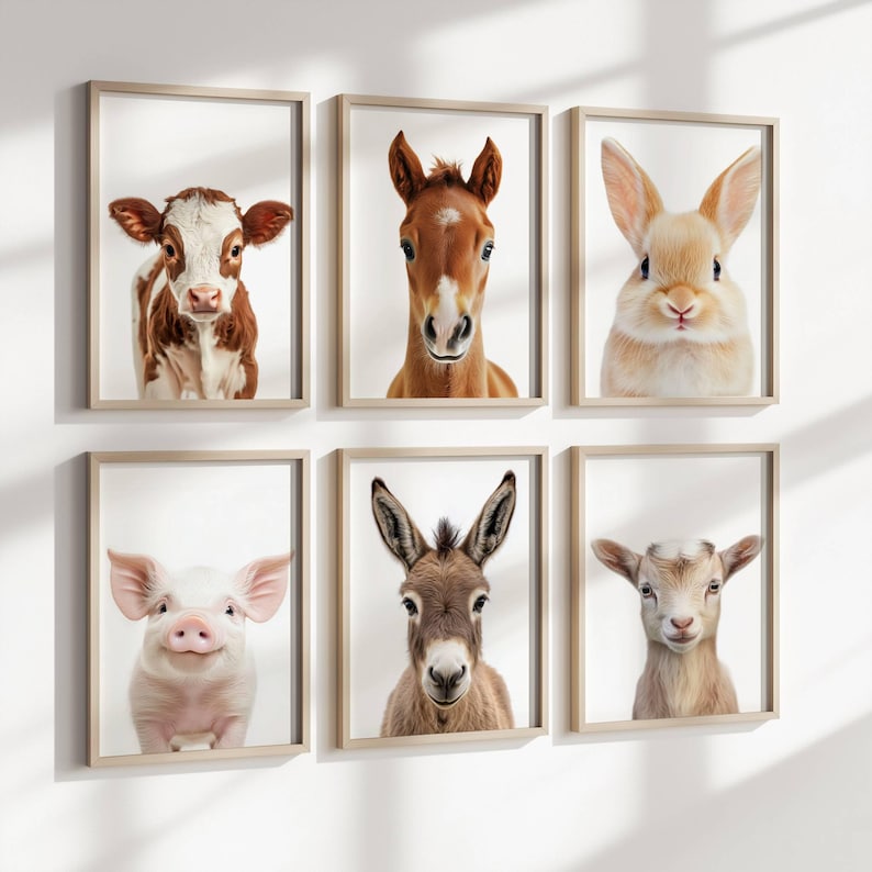 PRINTABLE Baby Farm Animal Nursery Collection, Mix and Match Bundle ...