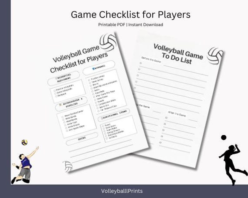 Volleyball Game Checklist and to Do List for Players | Printable | Instant Download - Etsy